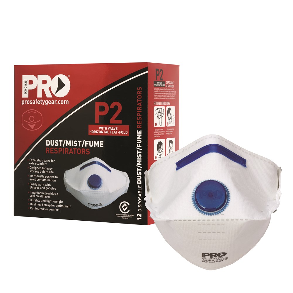 Pro Choice Horizontal Flat Fold P2 Respirator With Valve - Tradey's ...