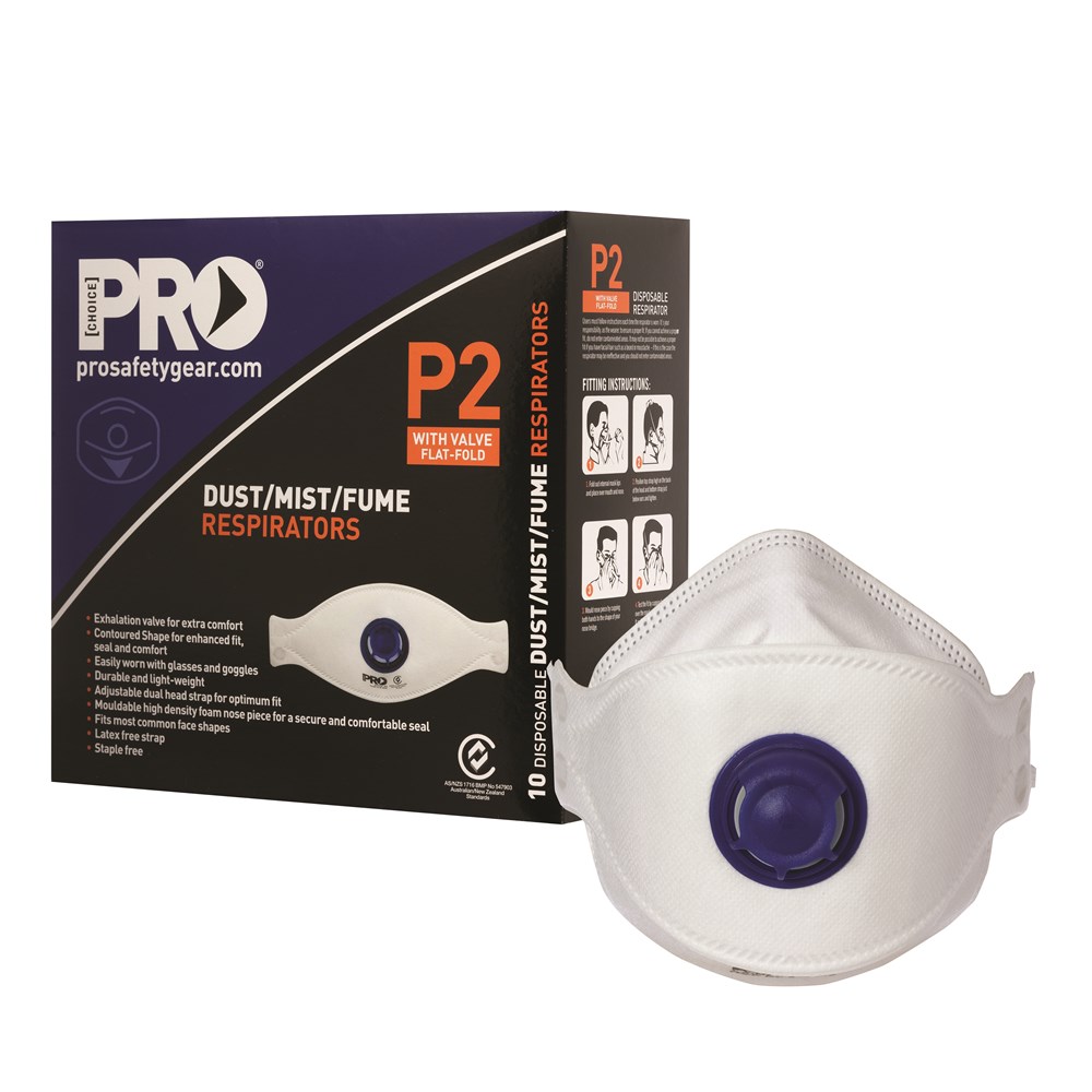 Pro Choice Horizontal Flat Fold P2 Respirator With Valve - Tradey's ...