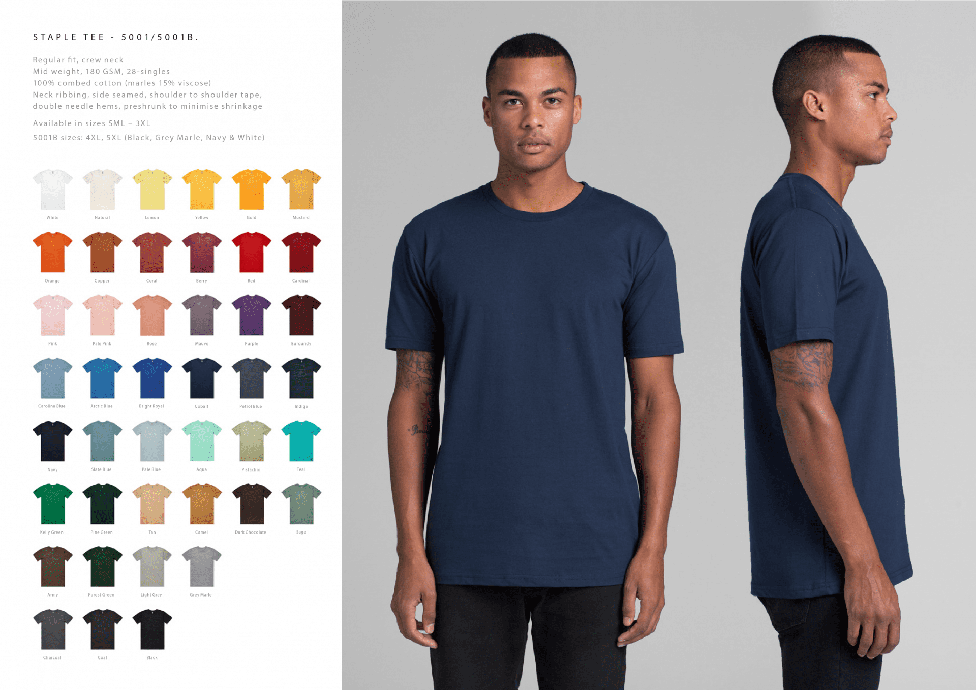 AS Colour 5001 Mens Staple Tee - Tradey's Browns Plains